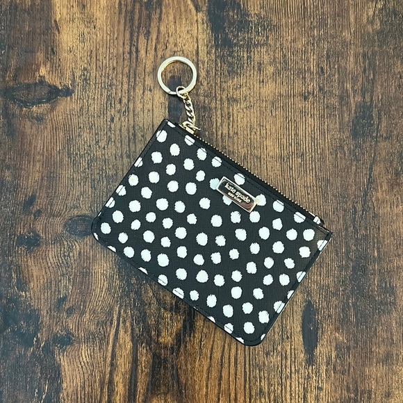 Bags | Kate Spade Black White Polka Dot Key Ring Wallet | Poshmark